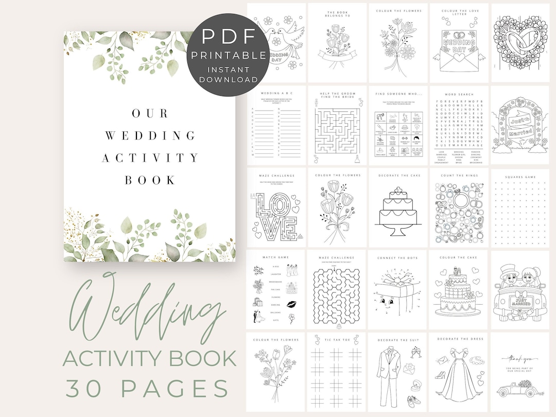 Printable Wedding Activity Book for Kids Colouring & Games Bundle ...