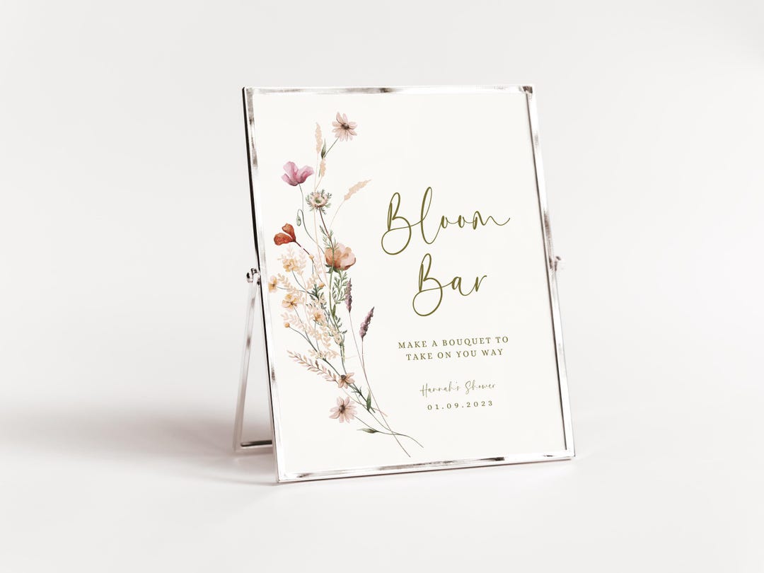 Bloom Bar Sign Bridal Shower Flower Bar Printable Sign Baby Shower ...