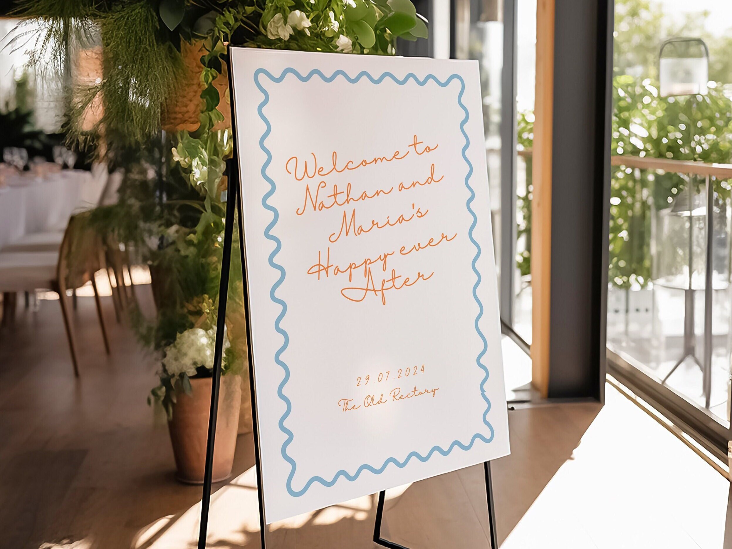 Wavy Wedding Welcome Sign Wavy Border Welcome Sign Wavy Welcome Wedding ...