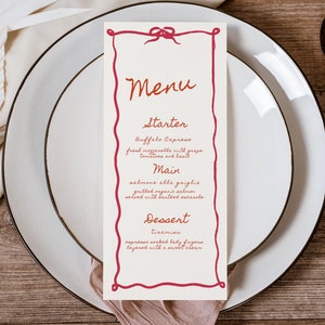 Double Sided Menu Card Wavy Wedding Menu Template Wavy Drinks Menu ...
