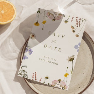 Wild Flower Save the Date Template Spring Flowers Wedding Stationery ...