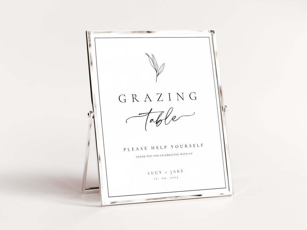Minimalist Grazing Table Sign Template Wedding Grazing Table Sign ...
