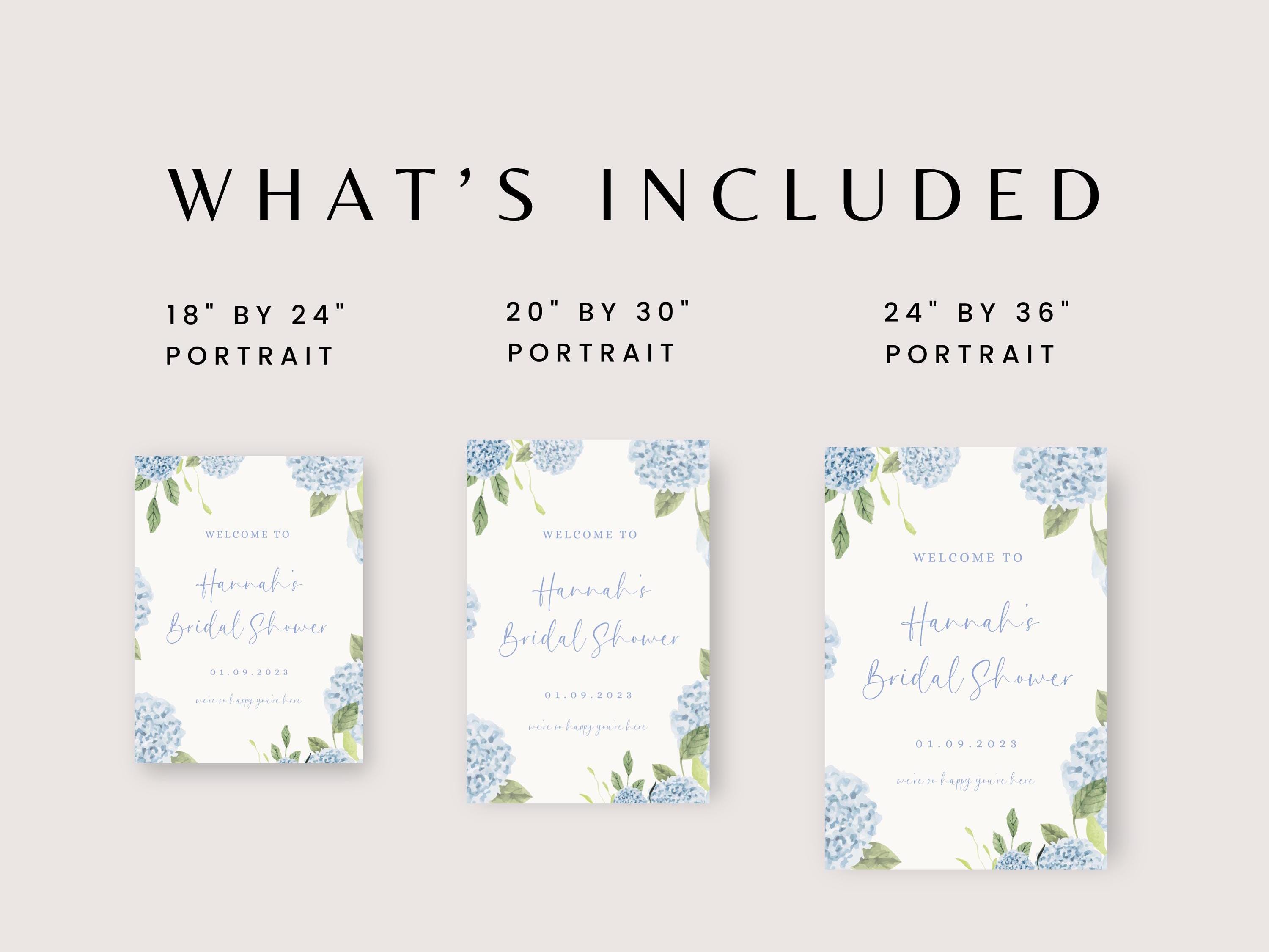 Blue Hydrangea Bridal Shower Welcome Sign Floral Bloom Signage Template ...