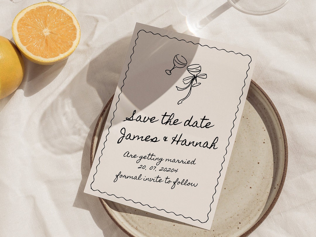 Handwritten Save The Date Template Whimsical Scribble Illustration Save