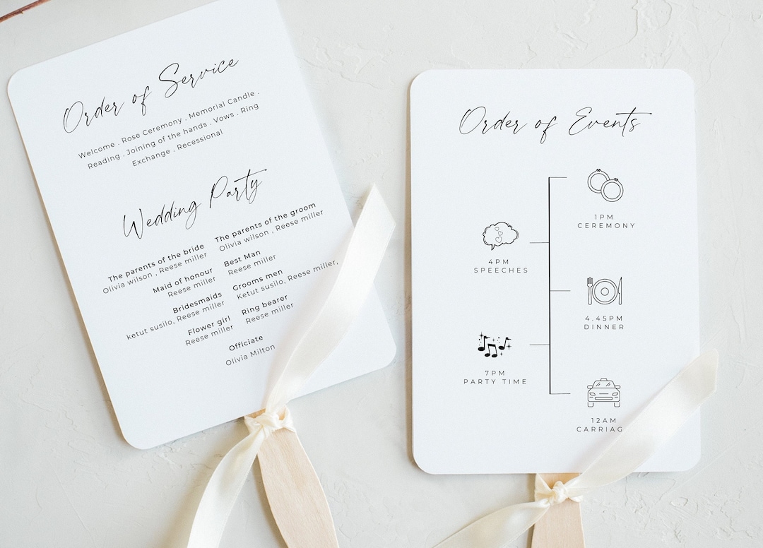 Wedding Program Fan Template Wedding Fan Program Timeline Wedding ...