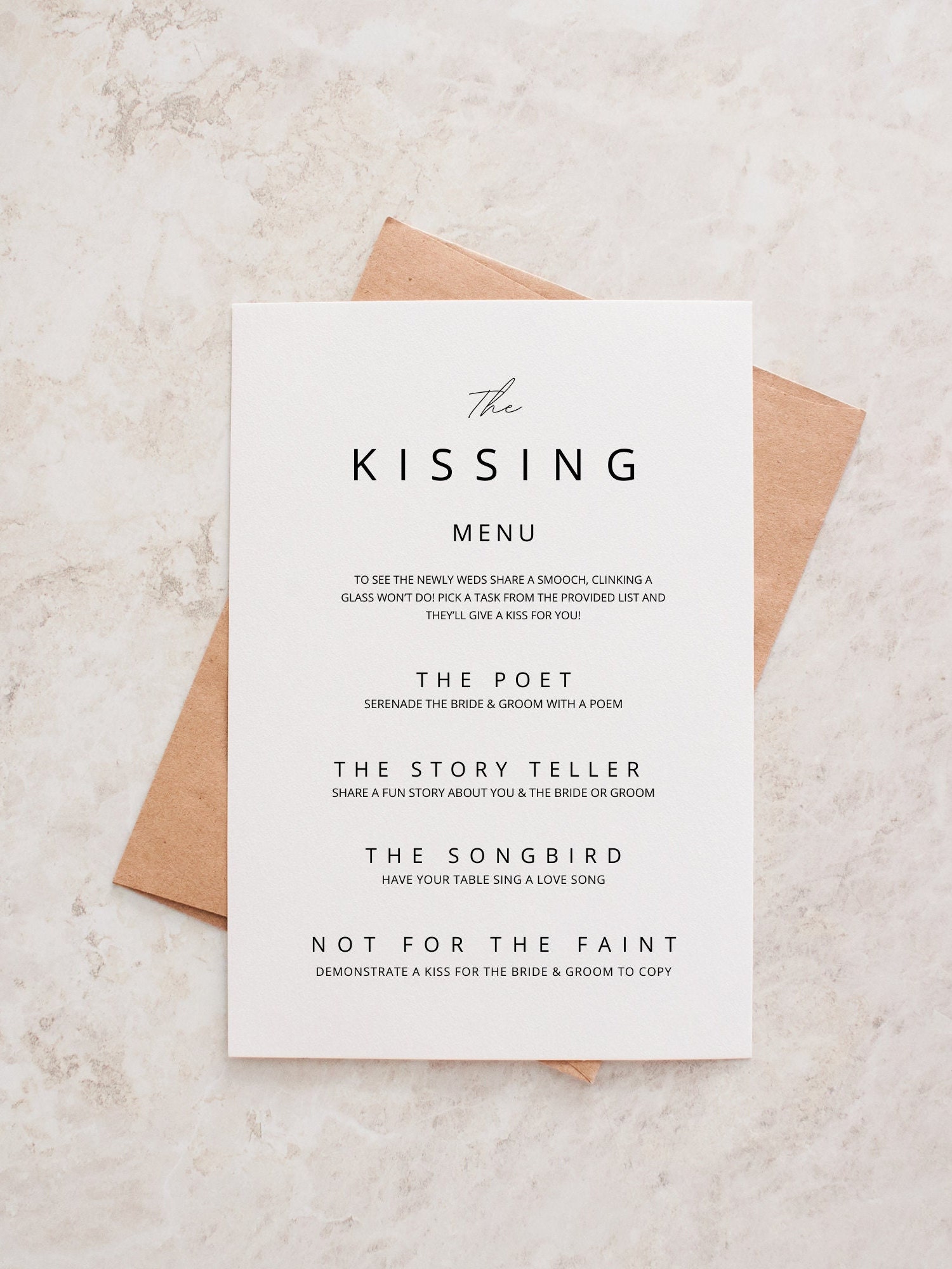 Kissing Menu Wedding Game for Reception Wedding Table Game - Etsy UK