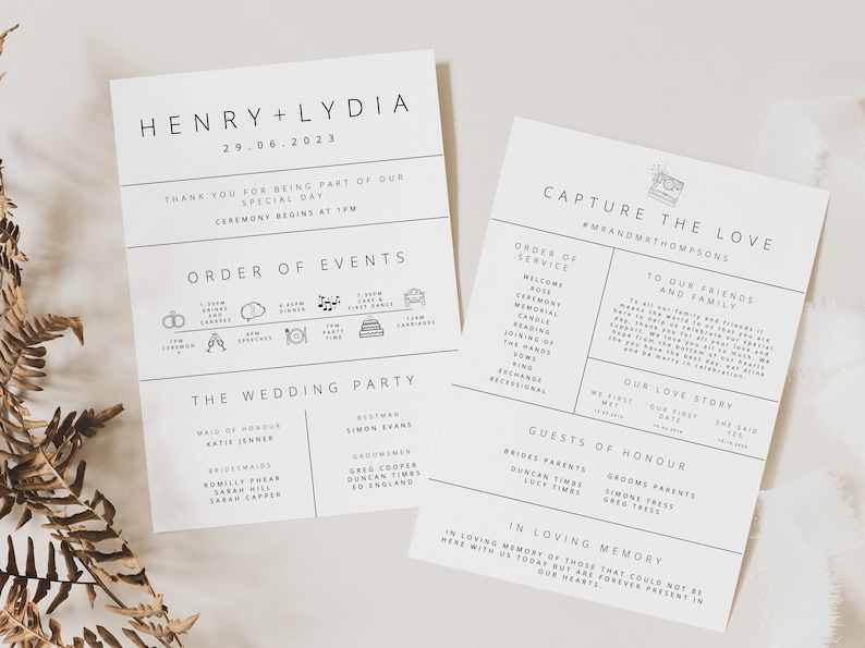 Infographic Wedding Program Template Non Traditional Wedding Program ...