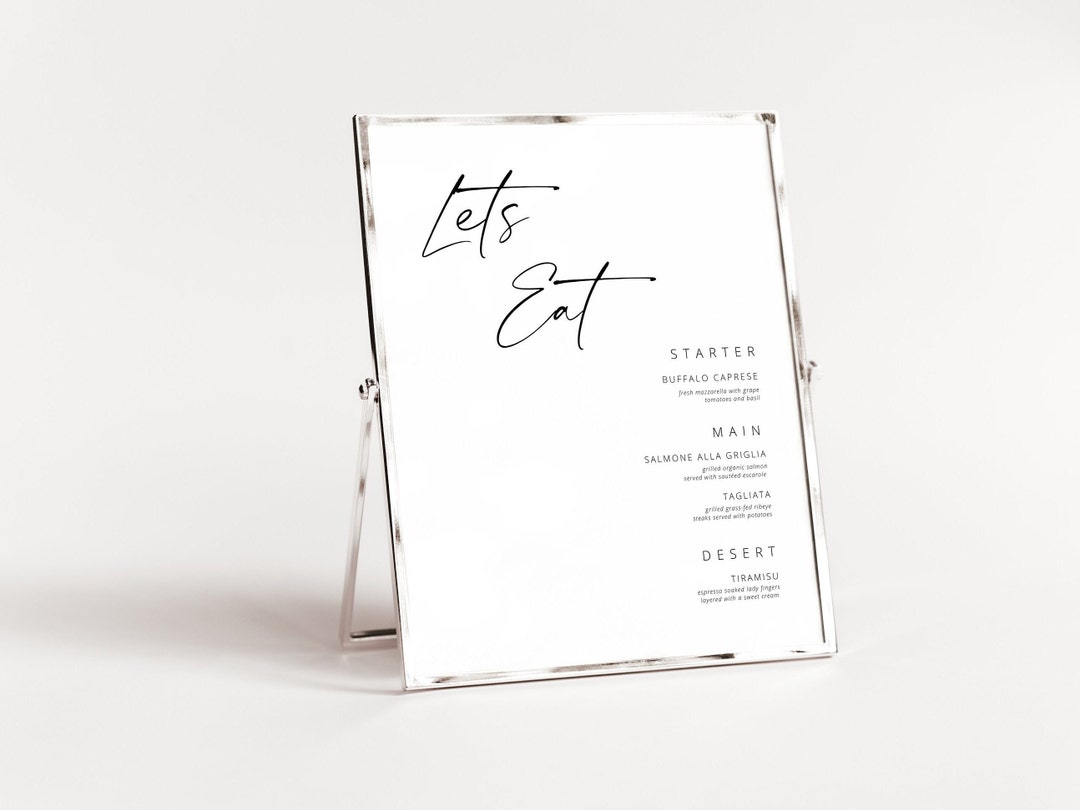 Lets Eat Menu Template Wedding Food Sign Modern Wedding Buffet Sign ...