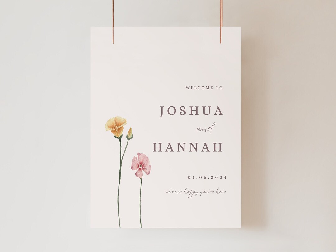 Wildflower Wedding Welcome Sign Template Spring Flower Welcome Sign ...