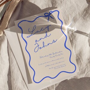 Wavy Wedding Invitation Template Whimsical Hand Drawn Invite Wavy ...
