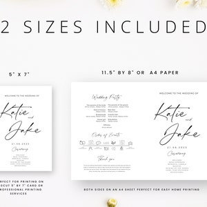 Elegant Wedding Program Fan Template Modern Calligraphy Program Wedding ...