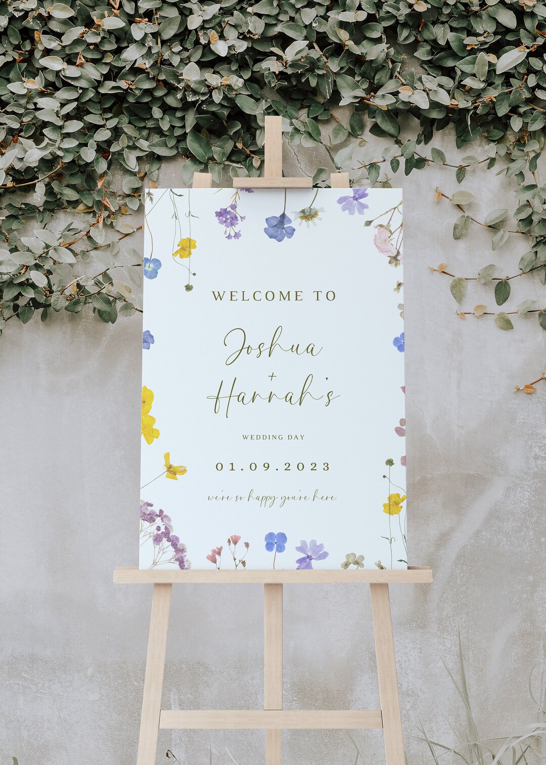 Wildflower Wedding Welcome Sign Template Spring Flower Welcome Sign ...