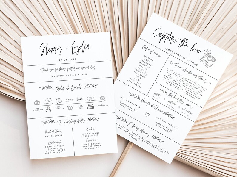Infographic Wedding Program Template Wedding Program Wedding - Etsy