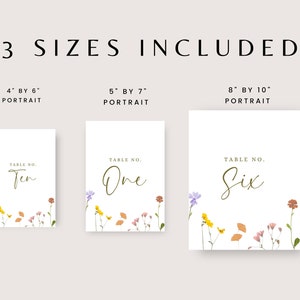 Wildflower Wedding Table Number Template Pressed Flower Table Numbers ...