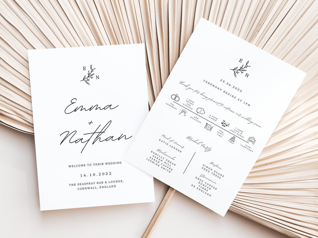 Editable Monogram Wedding Program Fan Wedding Ceremony Program Template Catholic Wedding Program ...