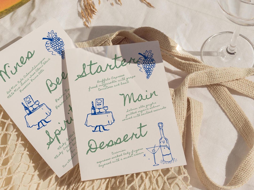 Handwritten Wedding Bar Menu Scribble Menu Hand Drawn Illustrated Bar ...