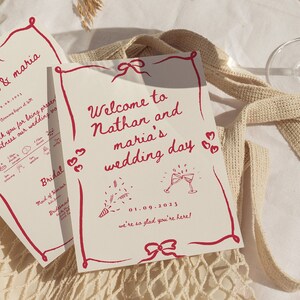 Hand Drawn Double Sided Wedding Program Wavy Border Wedding Program Fan Scribble Illustrated ...