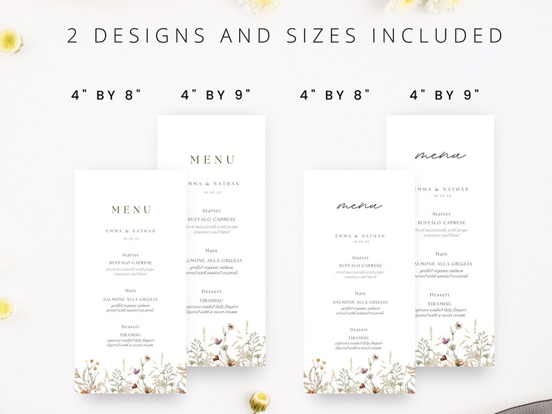 Wildflower Menu Wedding Reception Menu Template Floral Wedding - Etsy