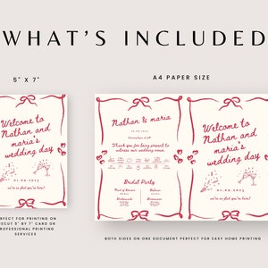 Hand Drawn Double Sided Wedding Program Wavy Border Wedding Program Fan ...