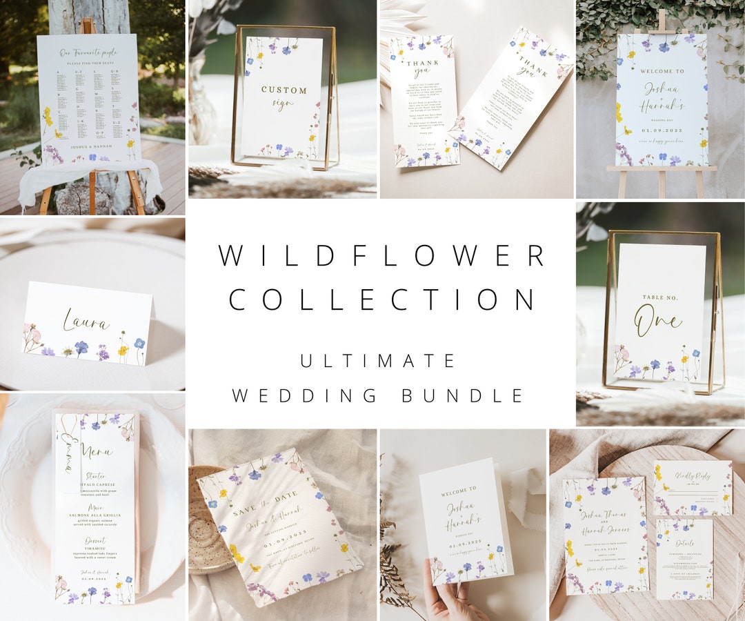 Floral Wedding Signage Bundle Wedding Sign Bundle Colourful Spring ...
