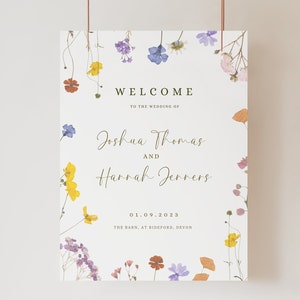 Colourful Floral Welcome Sign Wedding Welcome Sign Template Wildflower ...