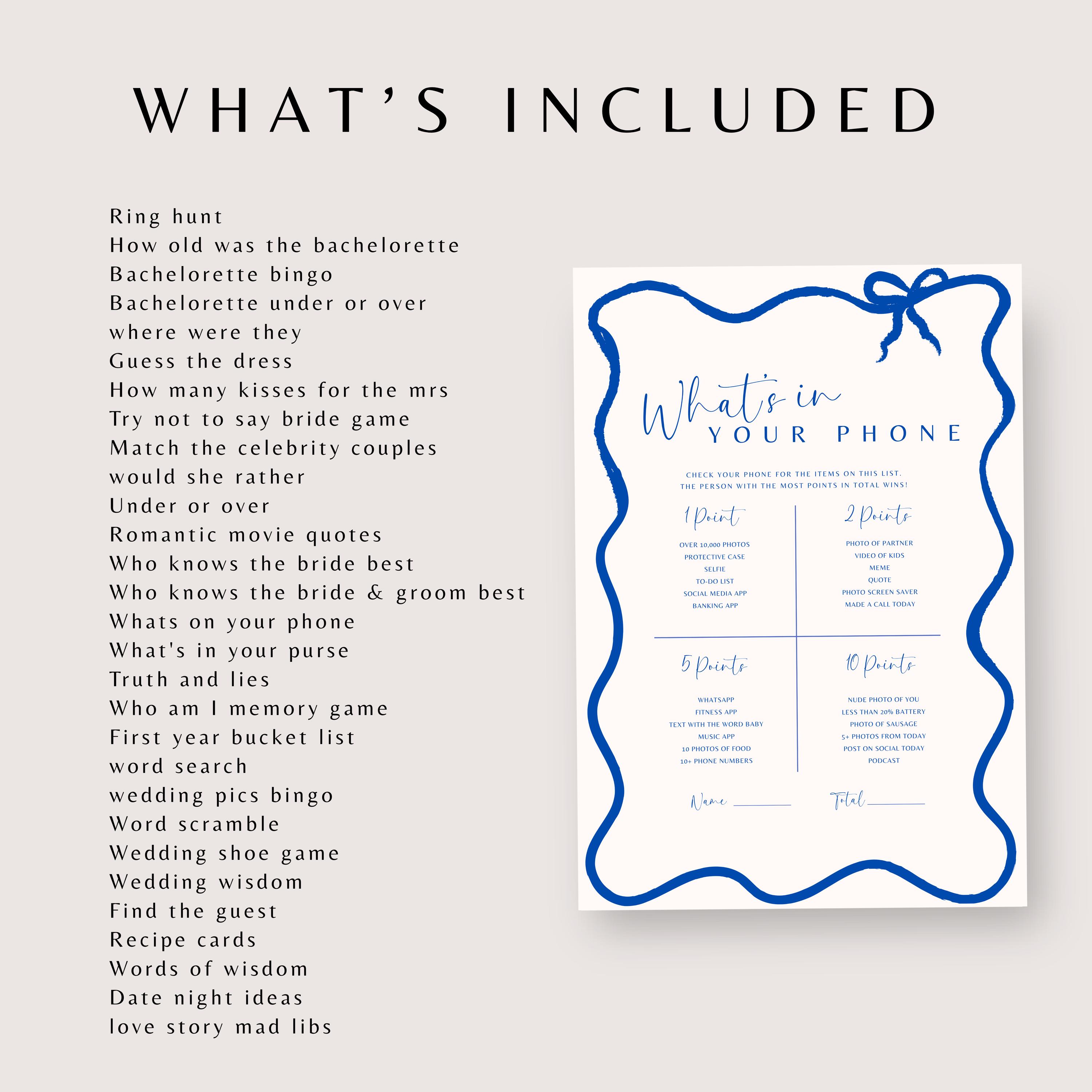 Bachelorette Party Game Questions Fun Wavy Border Hen Party Games ...