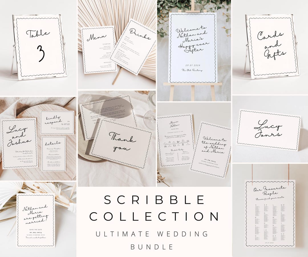 Hand Drawn Wedding Signage Bundle Whimsical Wedding Bundle Wedding ...