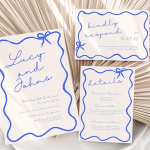 Wavy Wedding Invitation Template Whimsical Hand Drawn Invite Wavy ...