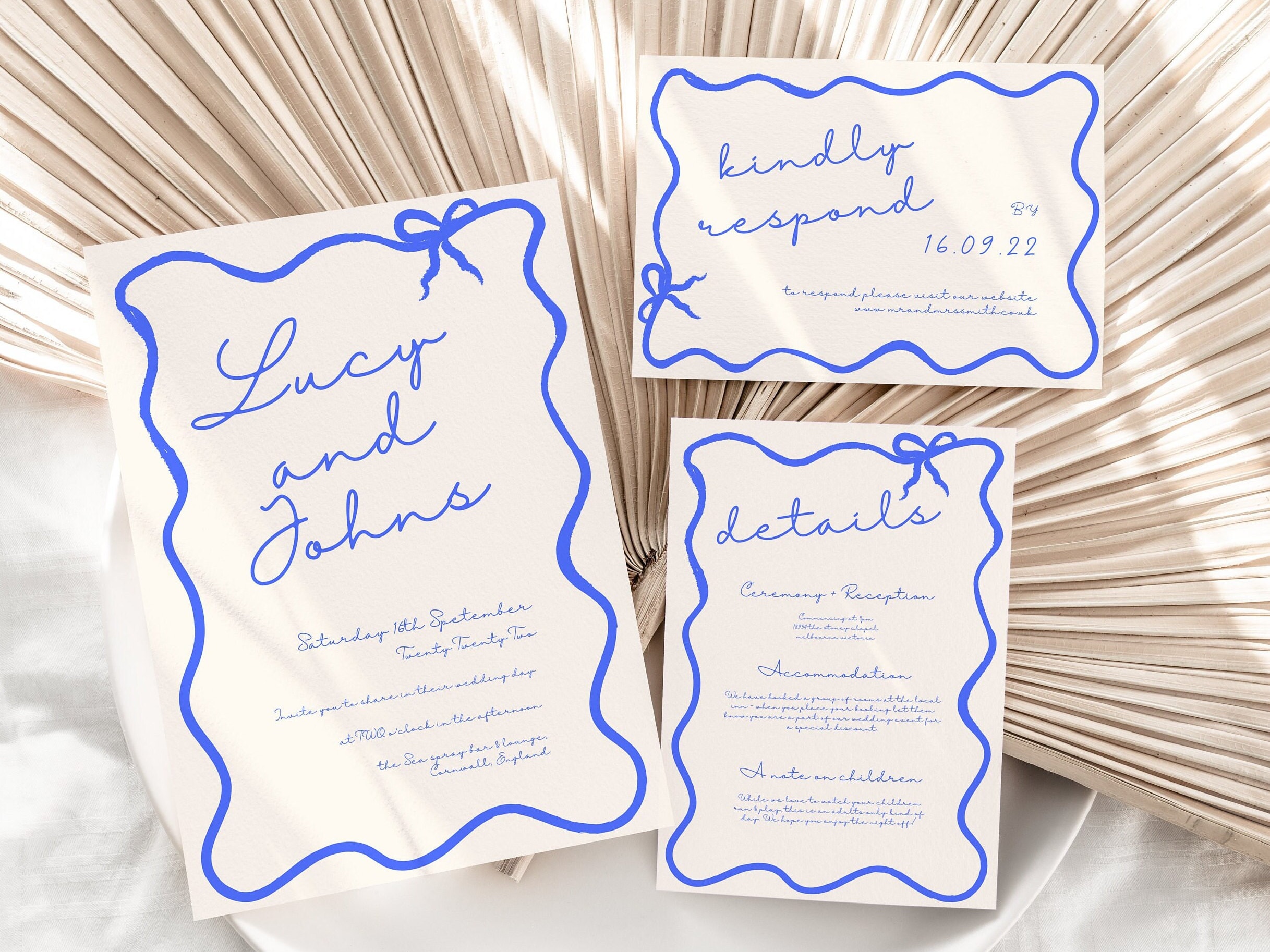 Wavy Wedding Invitation Template Whimsical Hand Drawn Invite Wavy ...