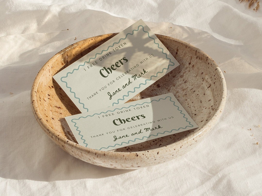 Sage Green Drink Token Wedding Drink Tickets Template Free Drink Ticket ...