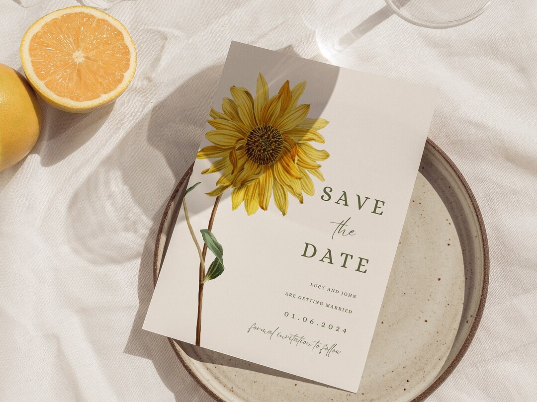 Sunflower Save the Date With Sunflower Save the Date Cards Spring ...
