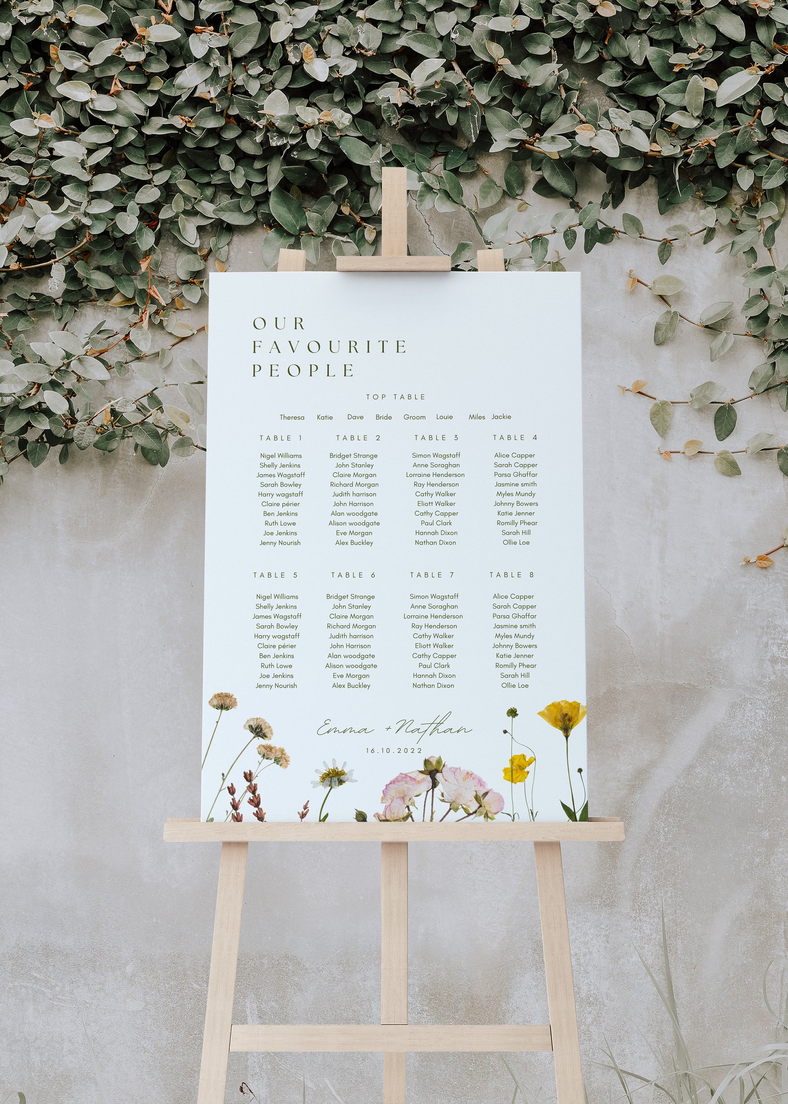 Wildflower Seating Chart Wedding Sign Wild Flower Table Plan - Etsy