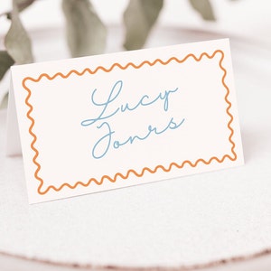 Wavy Place Card Digital Download Wavy Edge Scallop Wedding Name Place ...