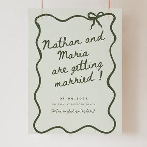 Wavy Border Welcome Sign Sage Green Wavy Welcome Sign Wedding Template ...