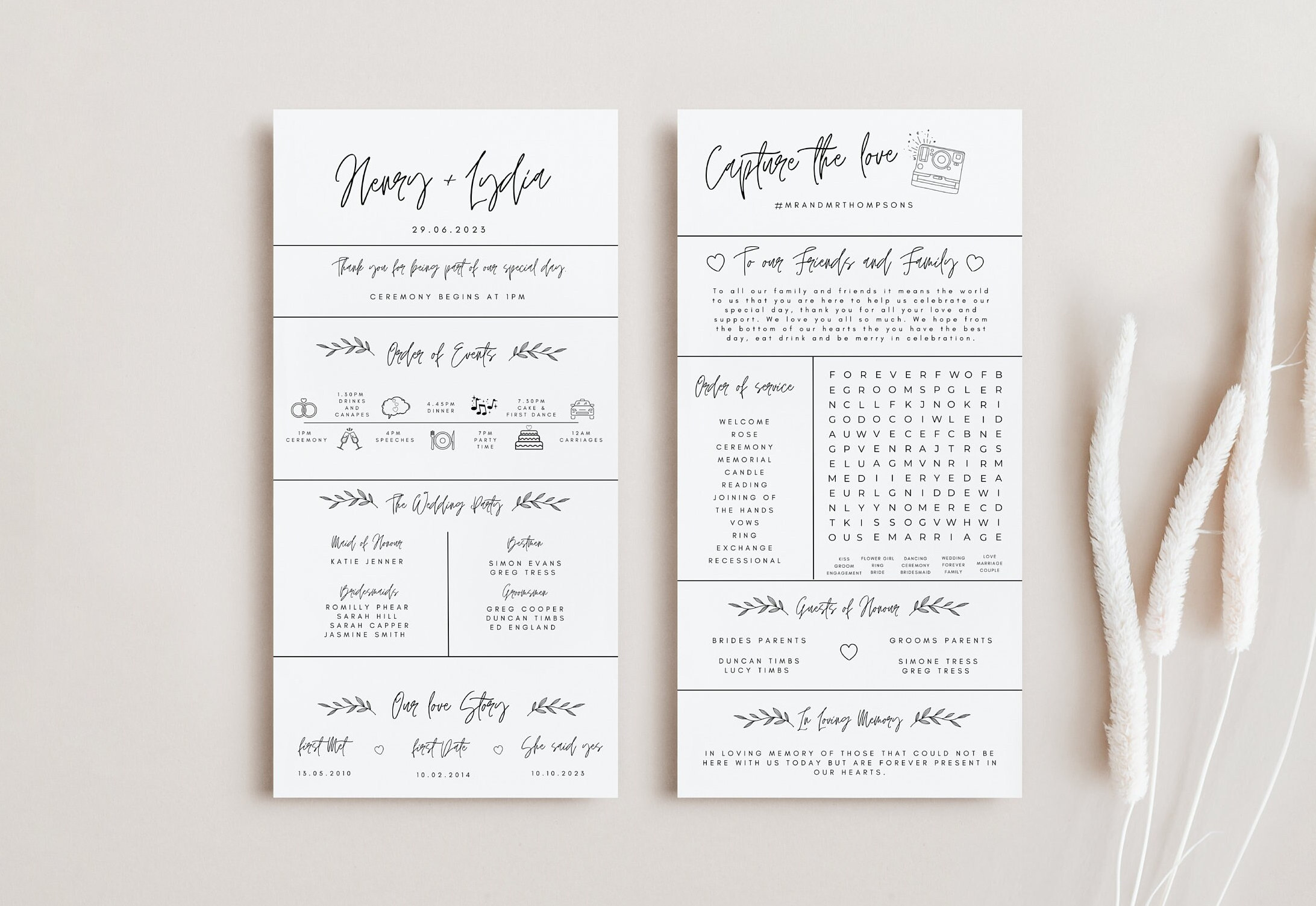 Infographic Wedding Program Unique Wedding Program Thin - Etsy