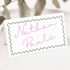 Wavy Name Place Cards Digital Download Wavy Edge Scallop Wedding Name ...