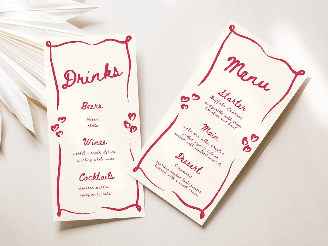 Drink Menu Whimsical Drink Menu Handwritten Bar Menu Wavy Scalloped ...