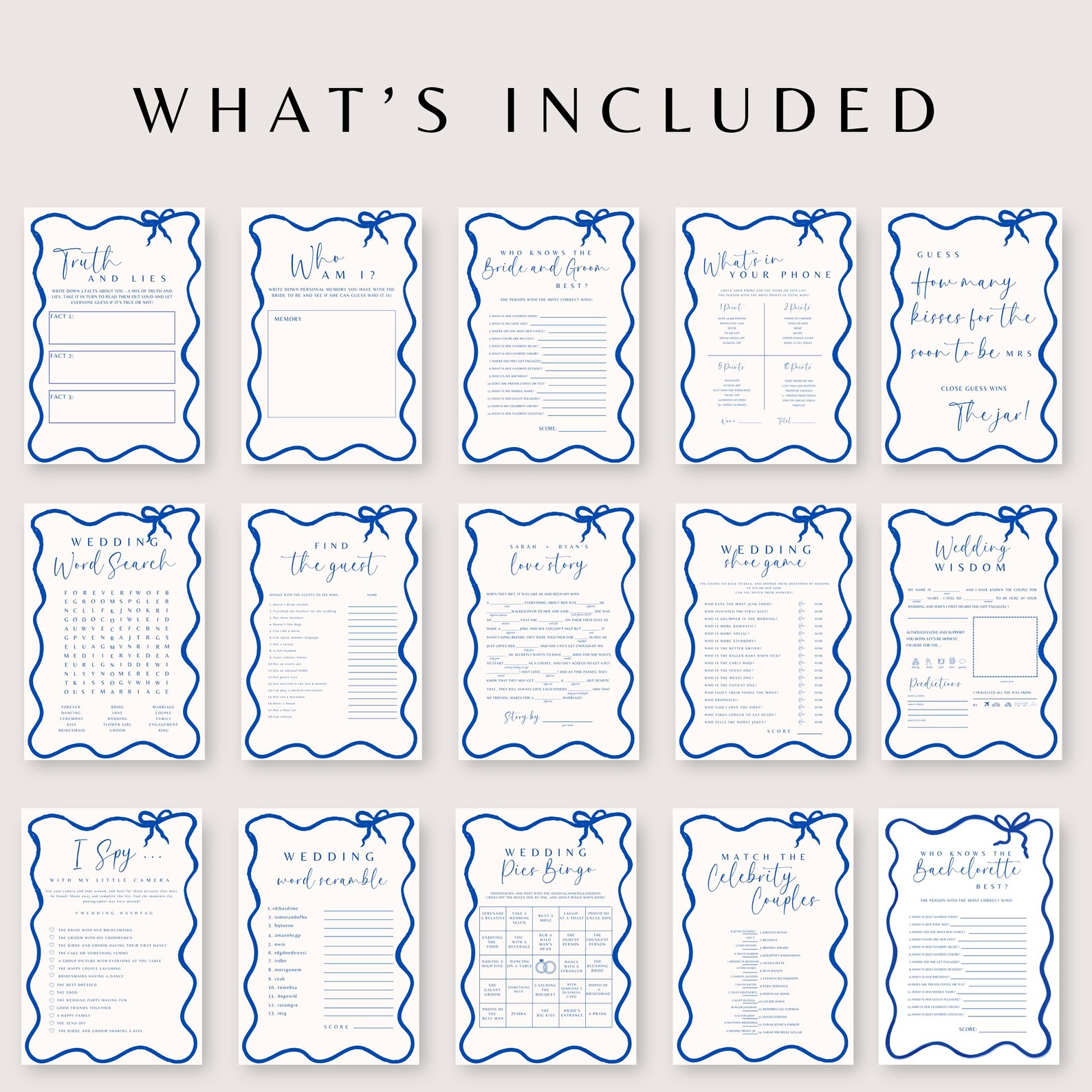 Bachelorette Party Game Questions Fun Wavy Border Hen Party Games ...