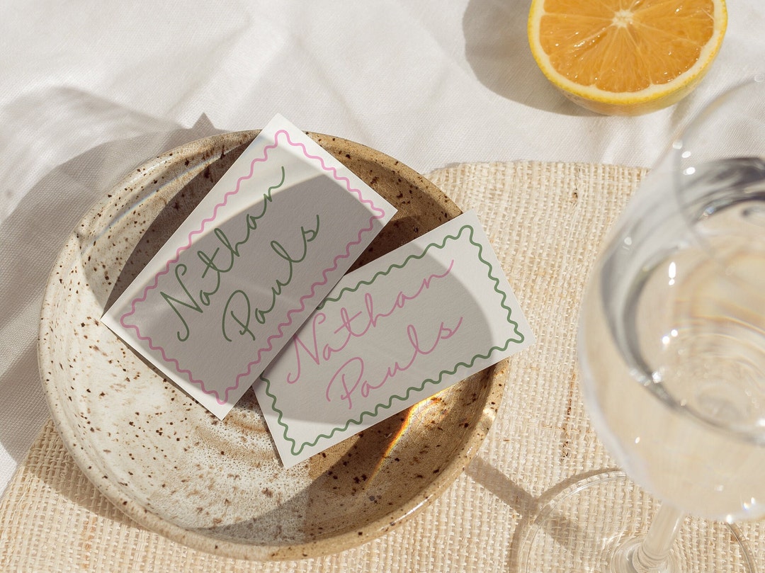 Wavy Name Place Cards Digital Download Wavy Edge Scallop - Etsy