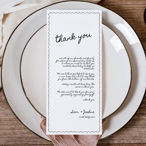 Thank You Menu Card Template Menu and Thank You Card Wedding Template ...