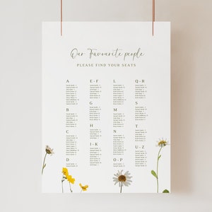 Wildflower Seating Chart Wedding Sign Wild Flower Table Plan Wedding ...