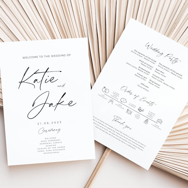 Wedding Program Fan Template - Etsy
