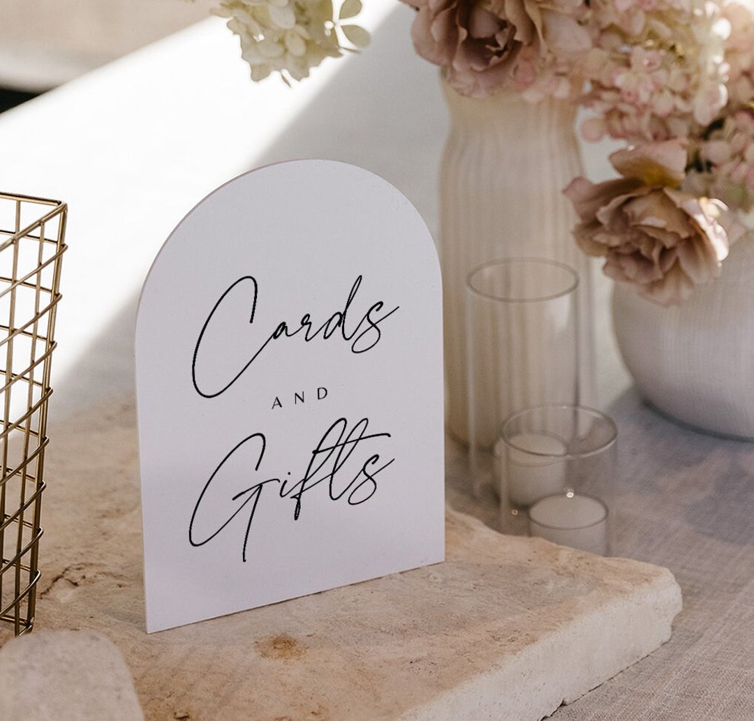 Modern Script Cards and Gifts Sign Template Arched Sign Wedding Cards ...