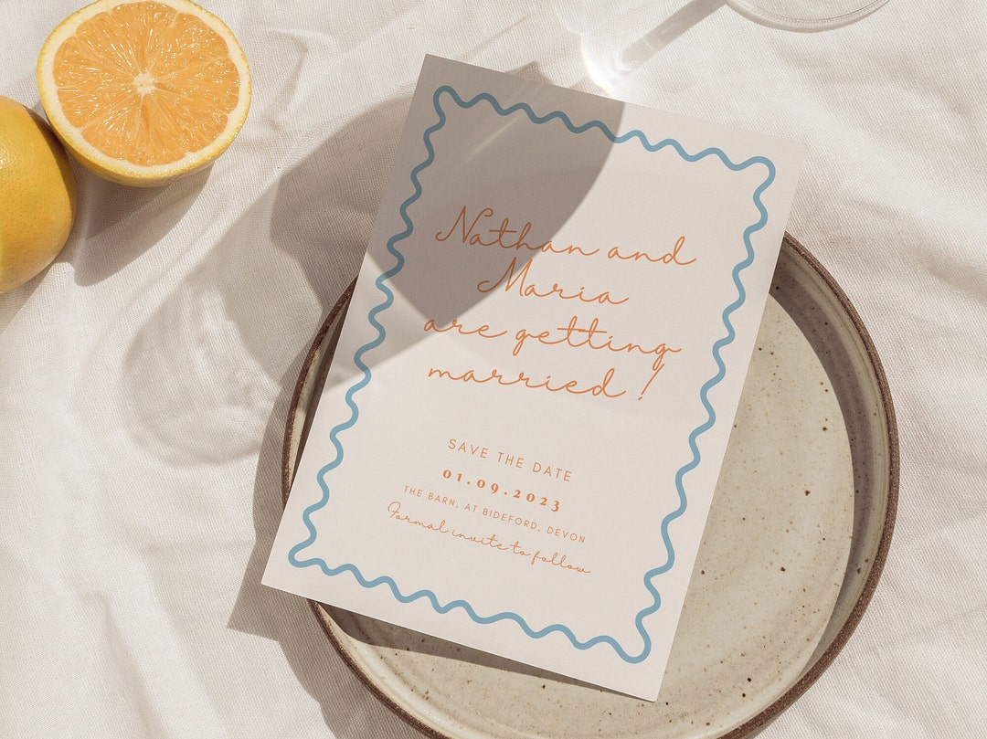 Handwritten Save the Date Template Whimsical Illustrated Wedding Invite ...