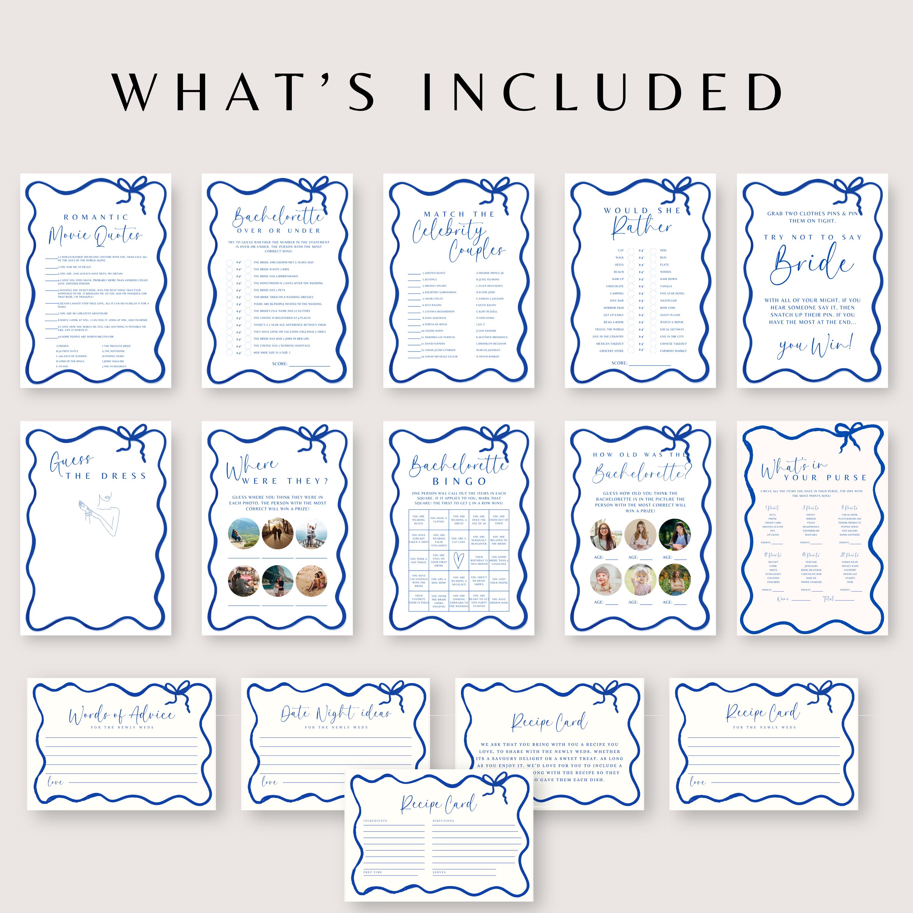 Bachelorette Party Game Questions Fun Wavy Border Hen Party Games ...