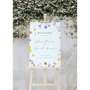 Colourful Floral Welcome Sign Wedding Welcome Sign Template Wildflower ...