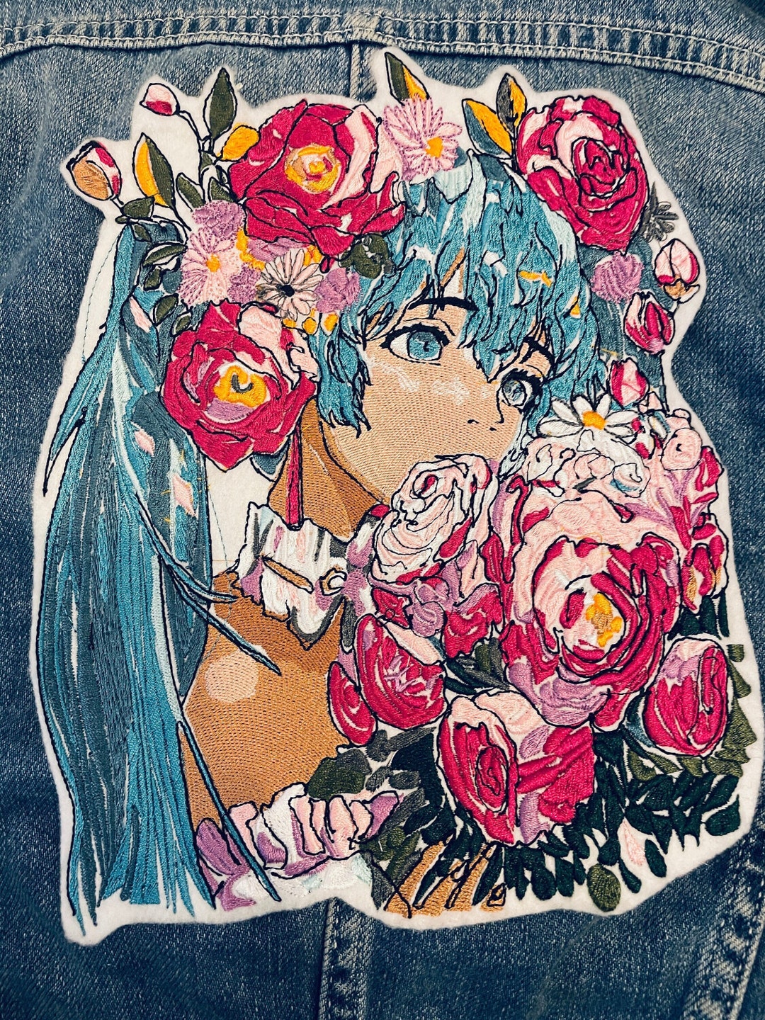 BIG Sad Flower Bouquet Summer Vibes Patches, Anime Patches, Appliques ...