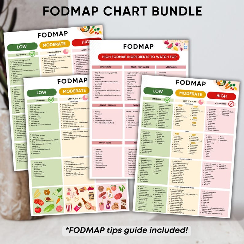 Low FODMAP Food Chart and IBS Grocery Guide, Printable Food List for ...