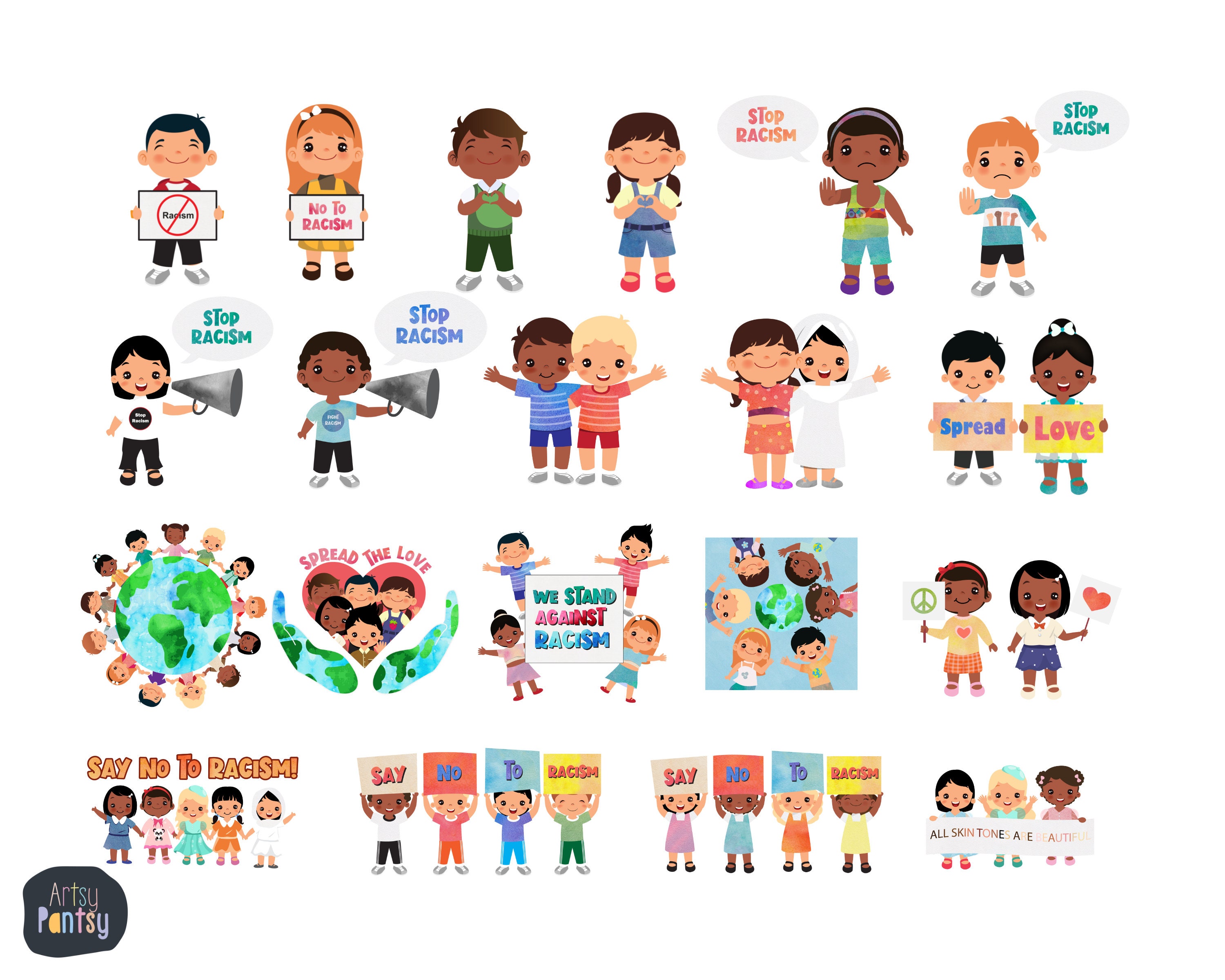 Anti-racism Kids Clipart, Anti-racism Clipart, Instant Download Png ...