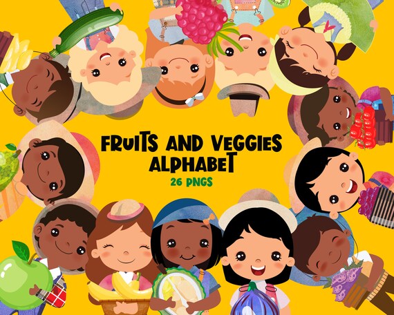 Fruits and Veggies Kids Fruits and Veggies Clipart Digital - Etsy